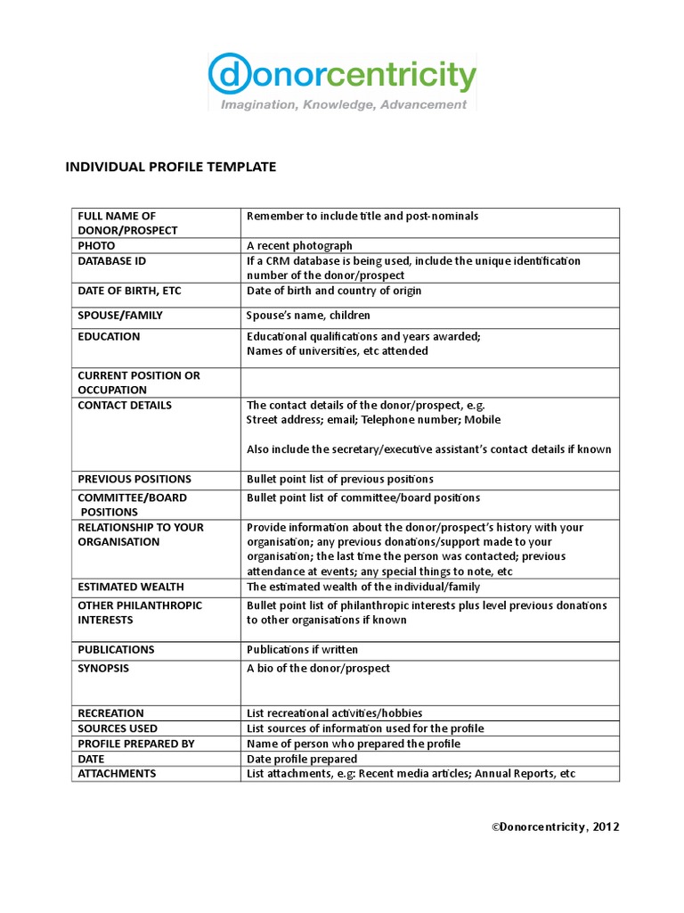 Individual Profile Template | PDF