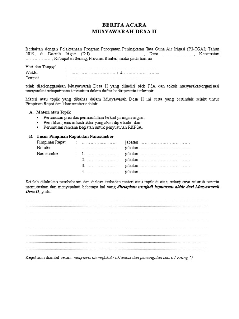 Berita Acara Musdes 2 | PDF
