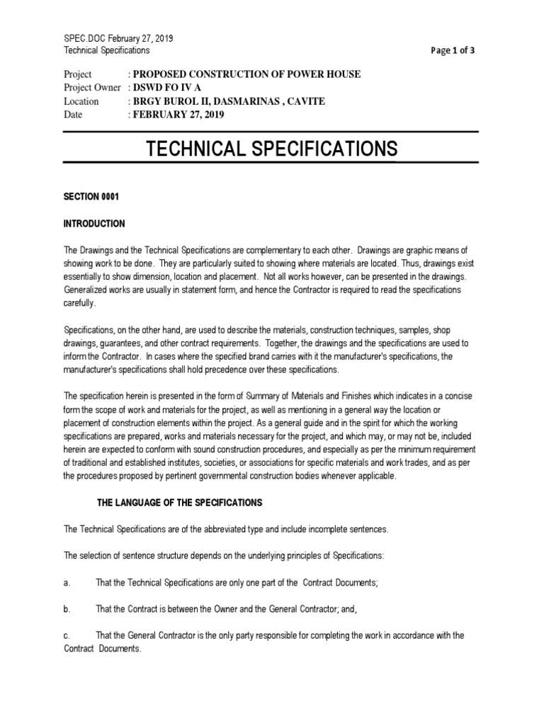 Power House Electrical Specs. | PDF | Specification (Technical Standard ...