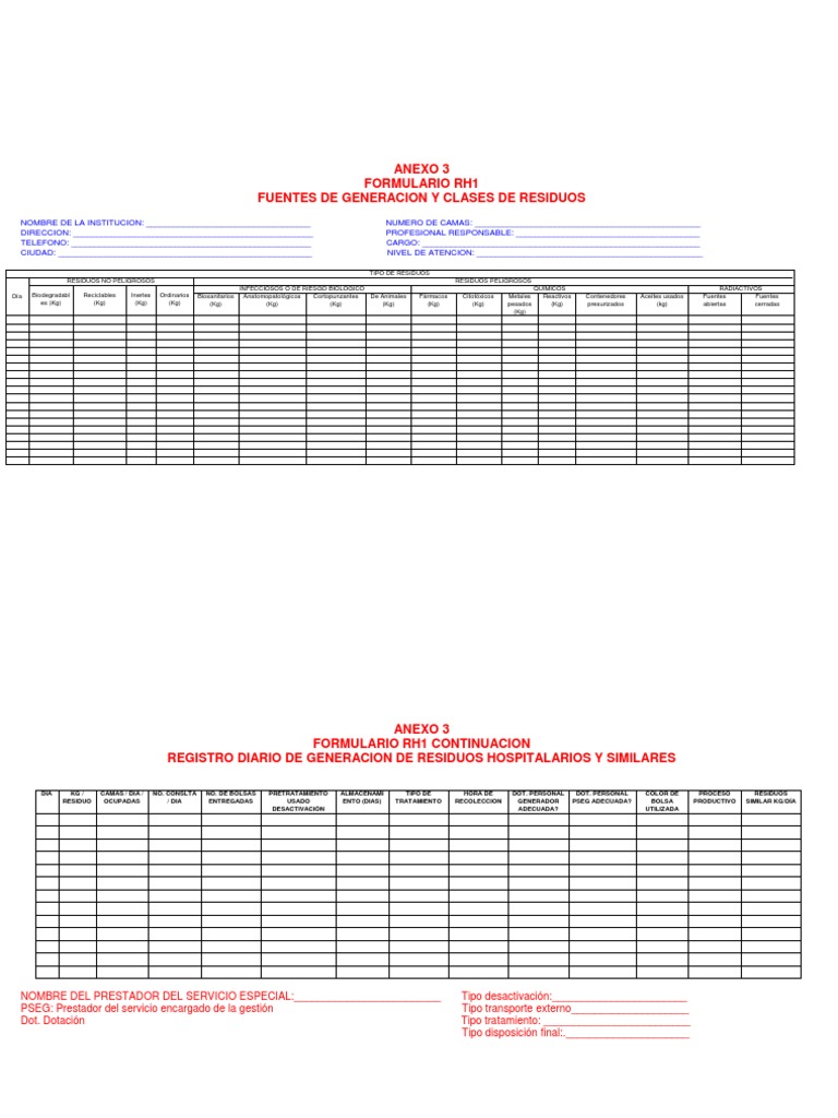 Formato RH1 Odontologia PDF | PDF | Residuos | Business