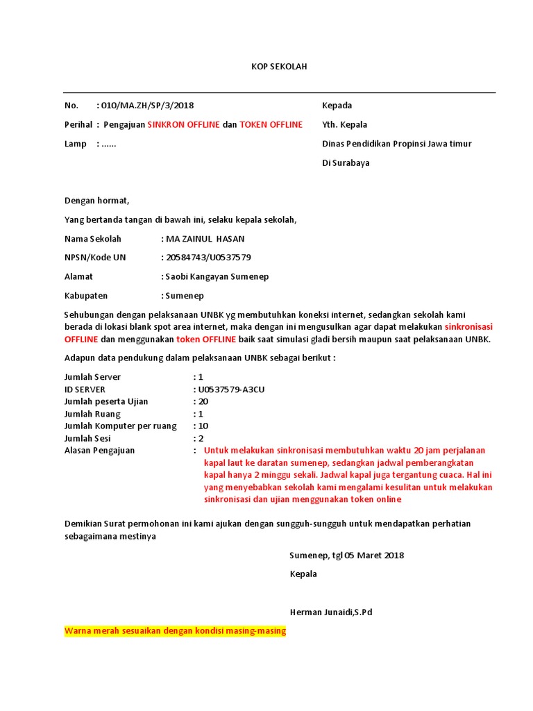 Contoh Surat Ajuan Offline Sma | PDF