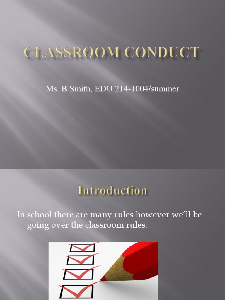 Classroom Conduct | PDF
