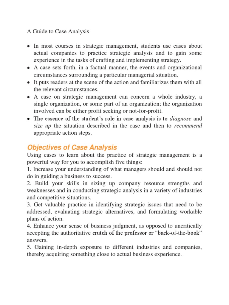 Strategic Case Analysis Guide | PDF | Strategic Management | Evaluation