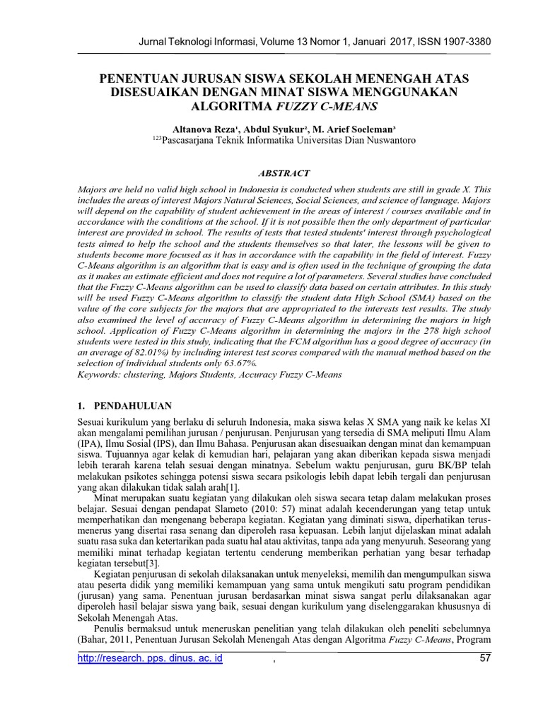 Penentuan Jurusan Siswa Sekolah Menengah Atas Disesuaikan Dengan Minat Siswa Menggunakan ...