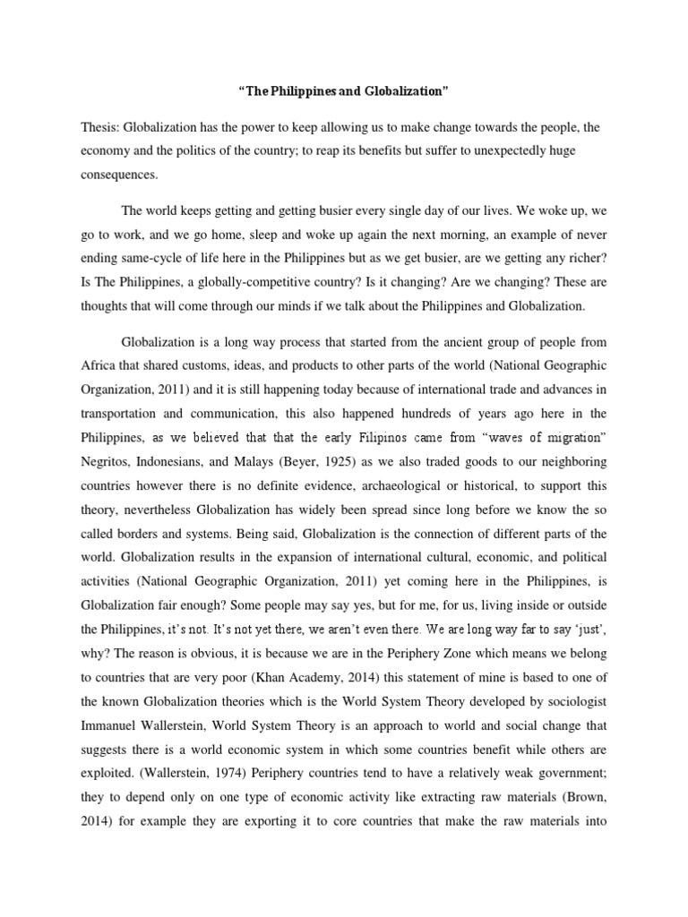 Globalization's Impact on the Philippines | PDF | Association Of ...