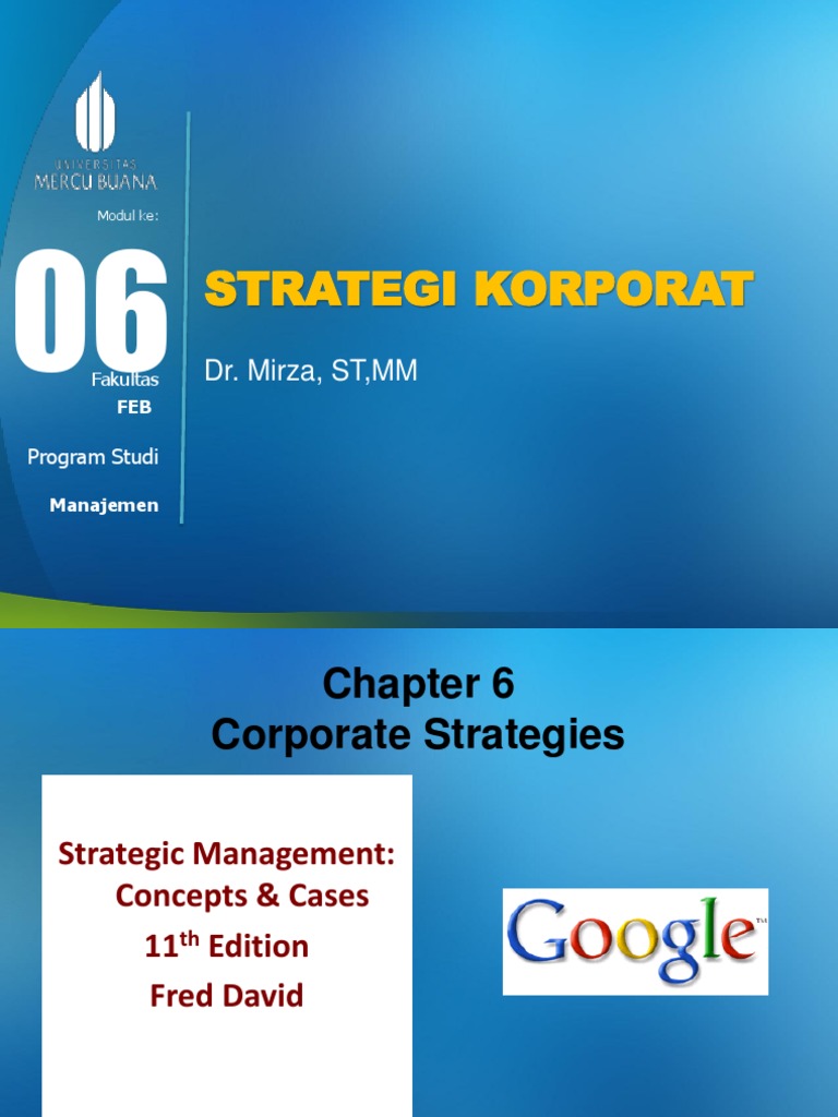 Pertemuan 6 Strategi Korporat | PDF | Diversification (Finance ...
