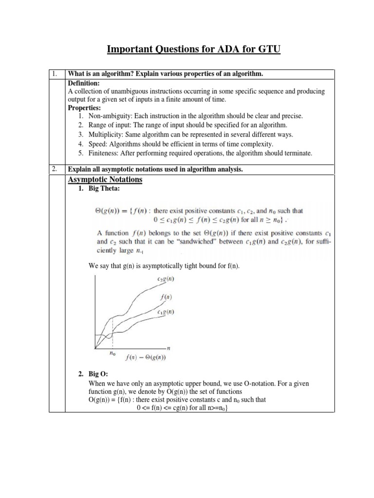 ADA IMP Questions With Solution For GTU | PDF | Business