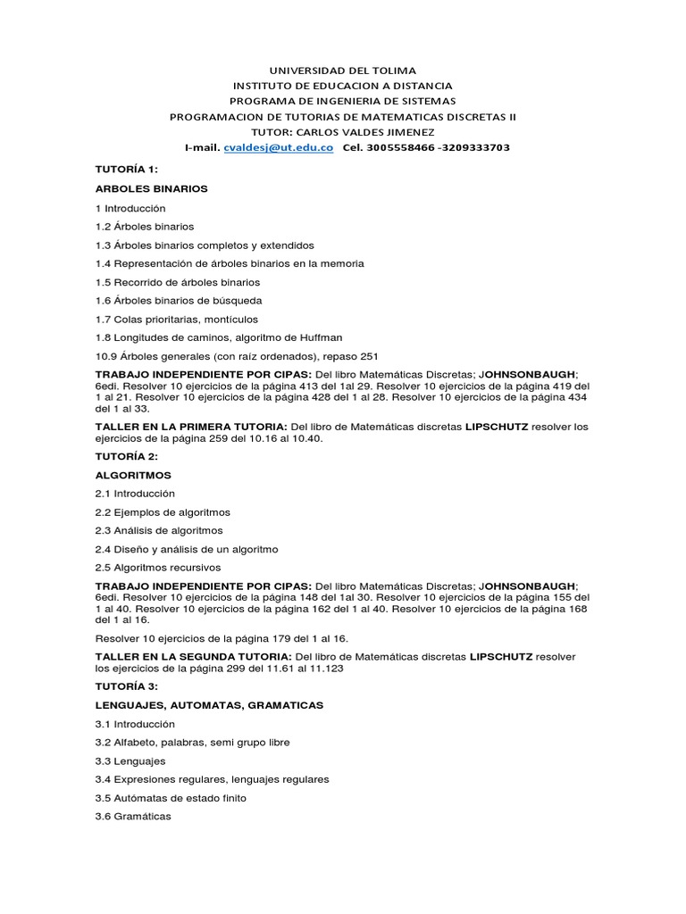 Teoria De Matematicas Discretas 2 Para La Ut Pdf Algoritmos