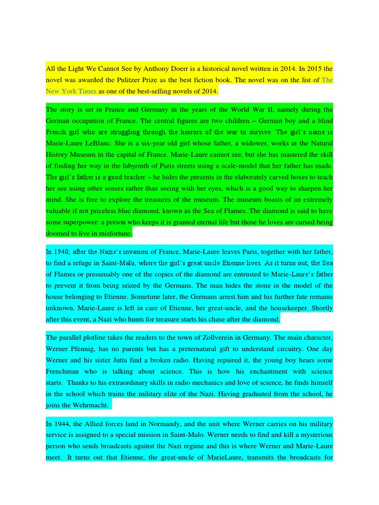 All the Light We Cannot See Overview | PDF