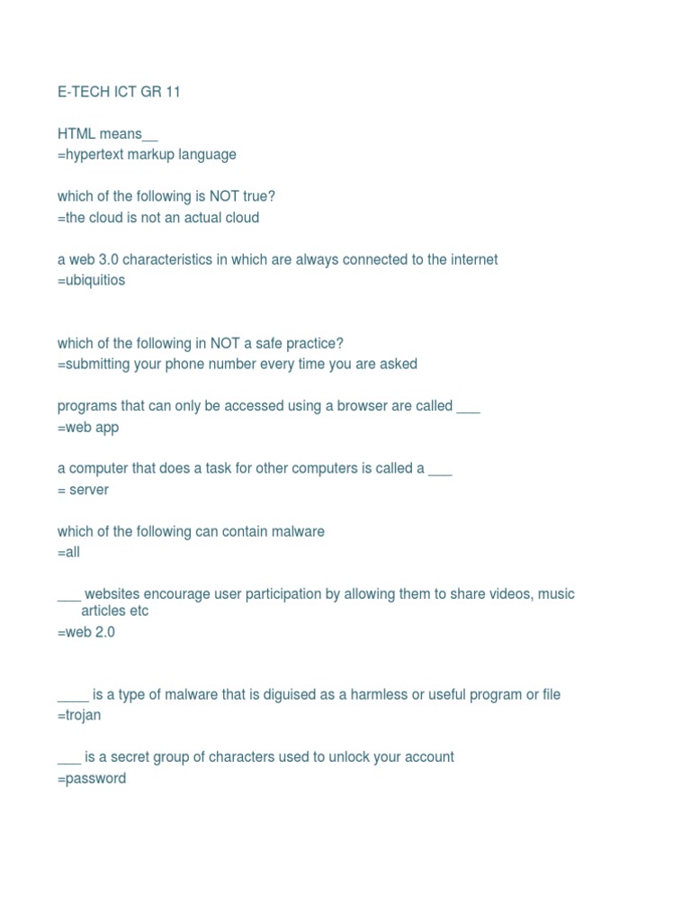 g11 Etech Ict | PDF | Websites | Spreadsheet