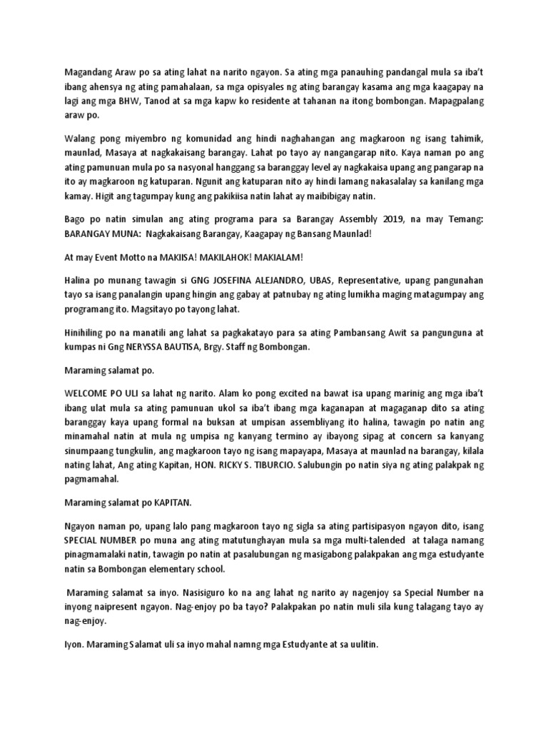 Barangay Assembly 2019 | PDF