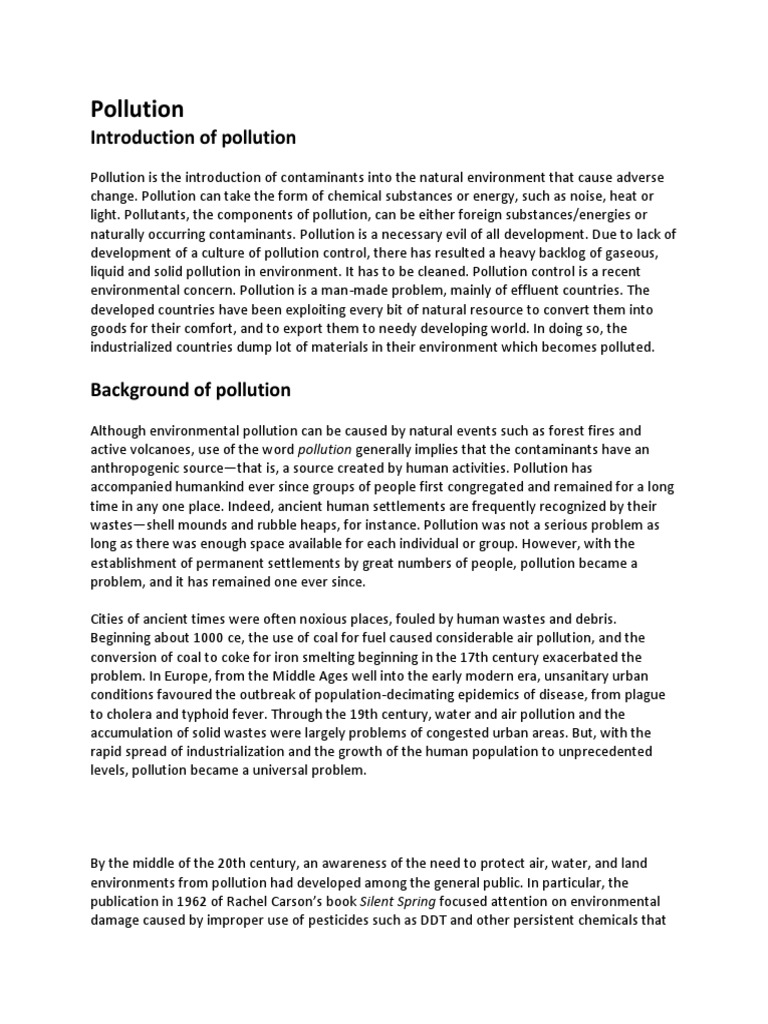Introduction of Pollution | PDF | Water Pollution | Pollution