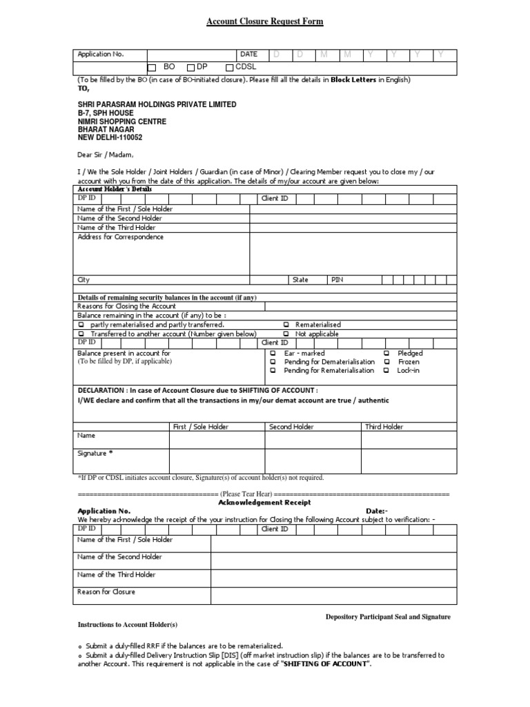 CDSL Account Closing PDF | PDF | Service Industries | Business