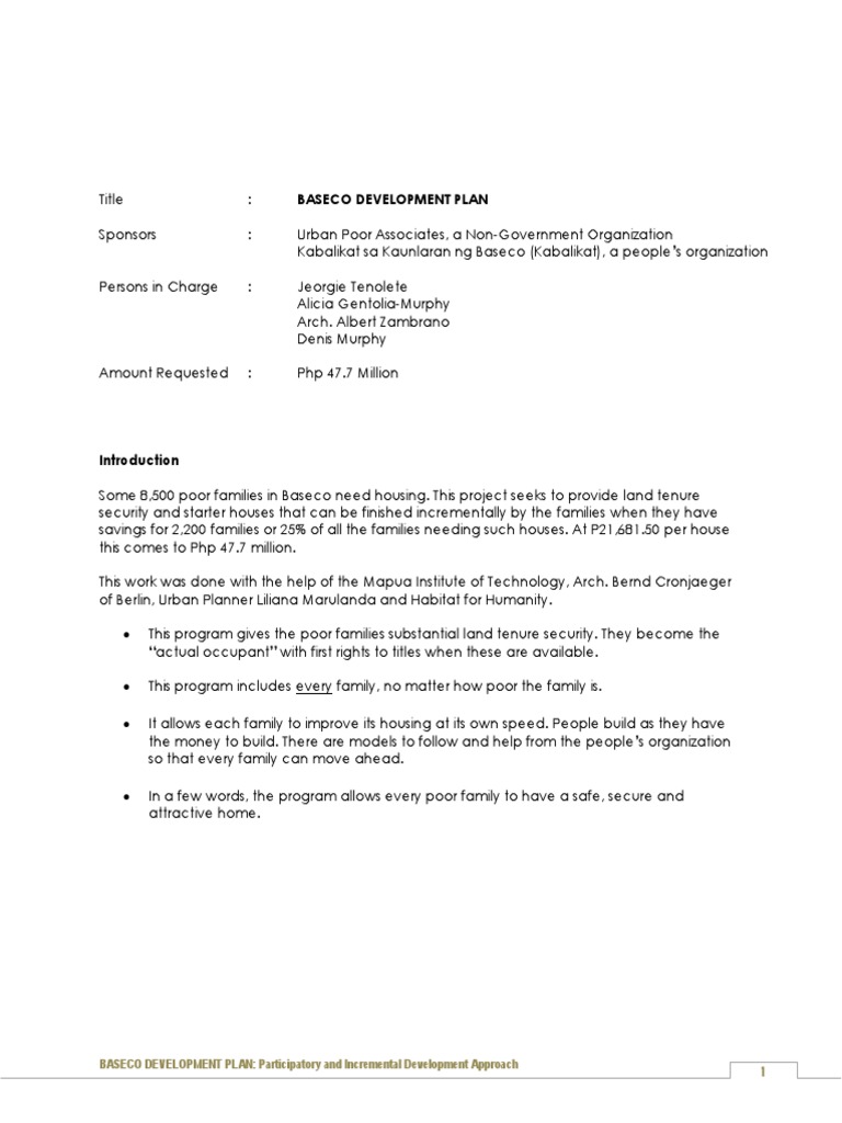 Baseco Development Plan 2013 | PDF | Economic Sectors | Building ...