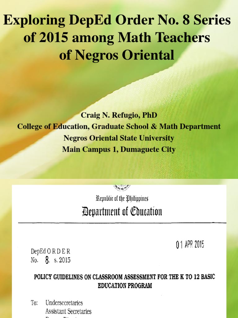 Exploring Deped Order No. 8 Series of 2015 Among Math Teachers of ...