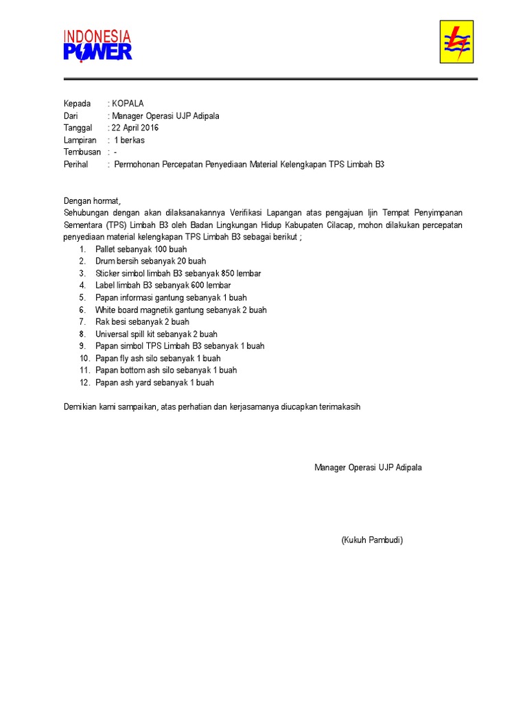 Permohonan Material TPS Limbah B3 | PDF | Sains & Matematika