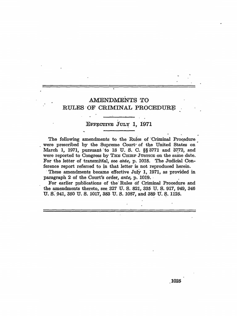 Amendments to the Rules of Criminal Procedure Effective July 1, 1971 | PDF