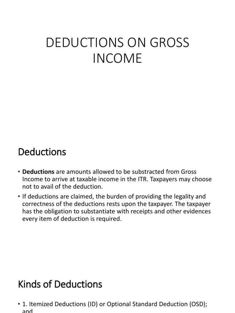 Allowable Deductions from Gross Income | PDF | Tax Deduction | Expense