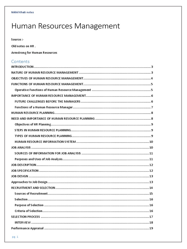 Overview of Human Resource Management | PDF | Human Resource Management ...