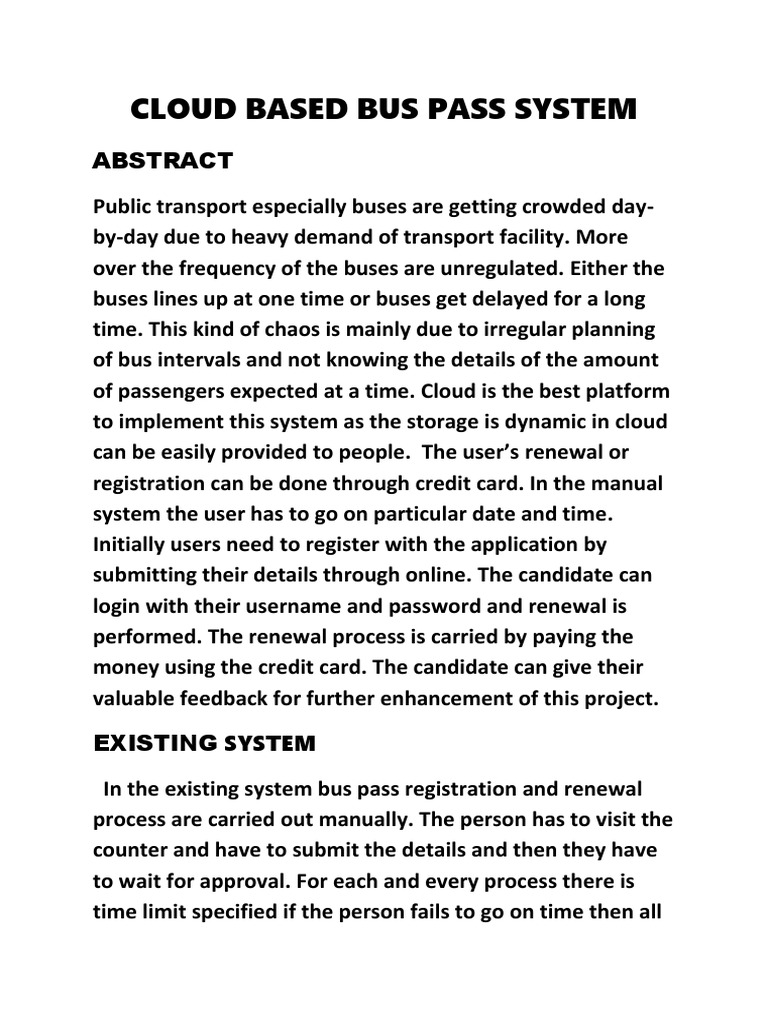 Cloud-Based Bus Pass Management System | PDF | Cloud Computing | User (Computing)