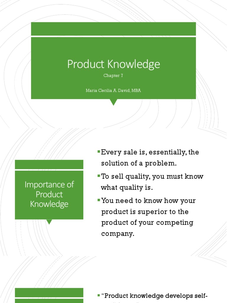Chapter 7 Product Knowledge | PDF | Sales | Business Economics