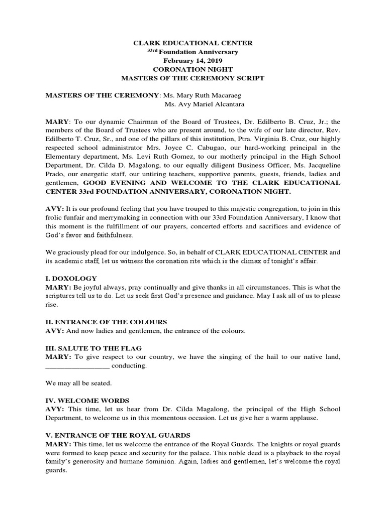 MC Script-Foundation2019 | PDF | Nobility | Royalties