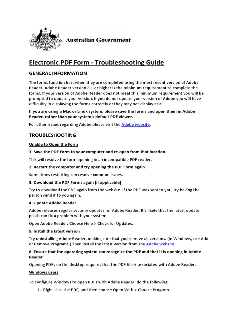 PDF Form Troubleshooting Guide | PDF | Safari (Web Browser) | Internet ...