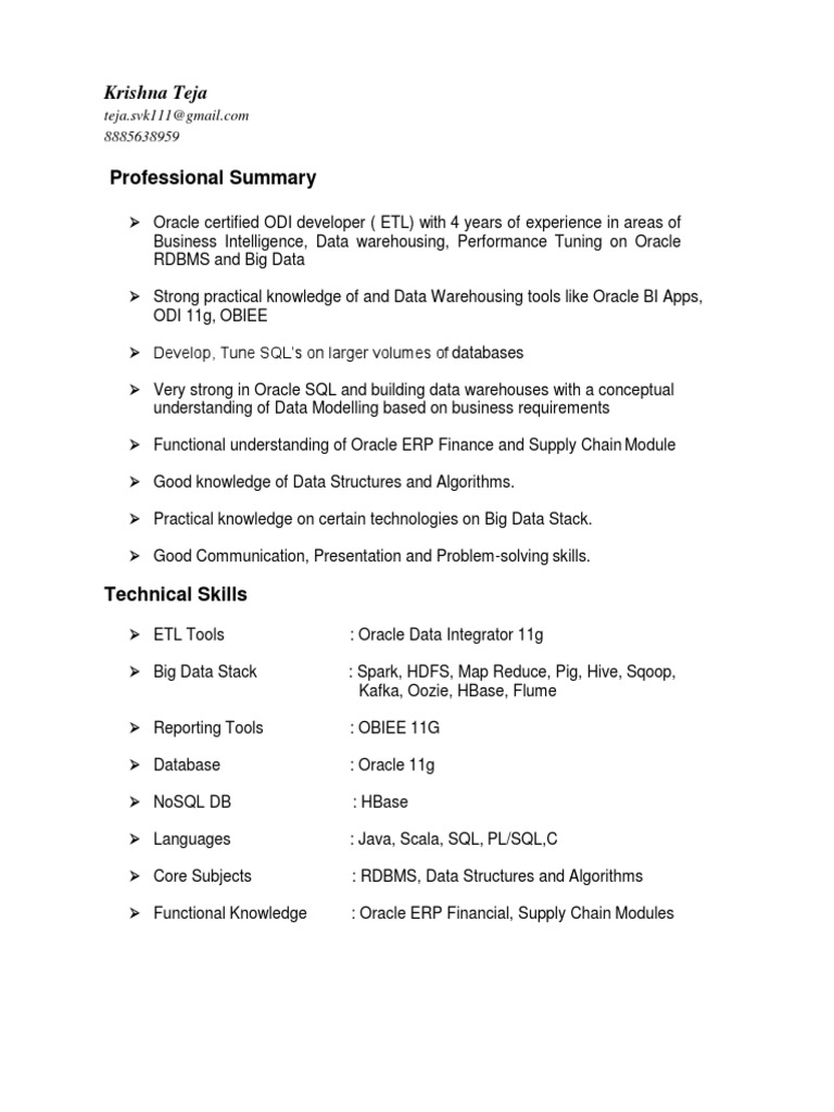 Krishna Teja Resume1 | PDF | Oracle Corporation | Apache Spark