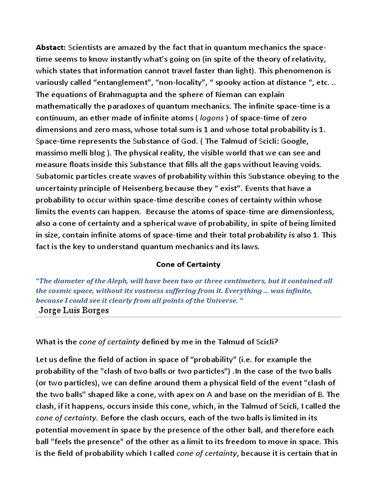The Cone of Certainty PDF | PDF | Quantum Entanglement | Diffraction