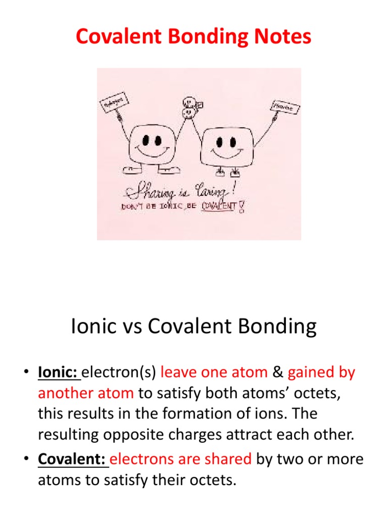 Ionic Vs Covalent Bonding | PDF | Ionic Bonding | Chemical Polarity