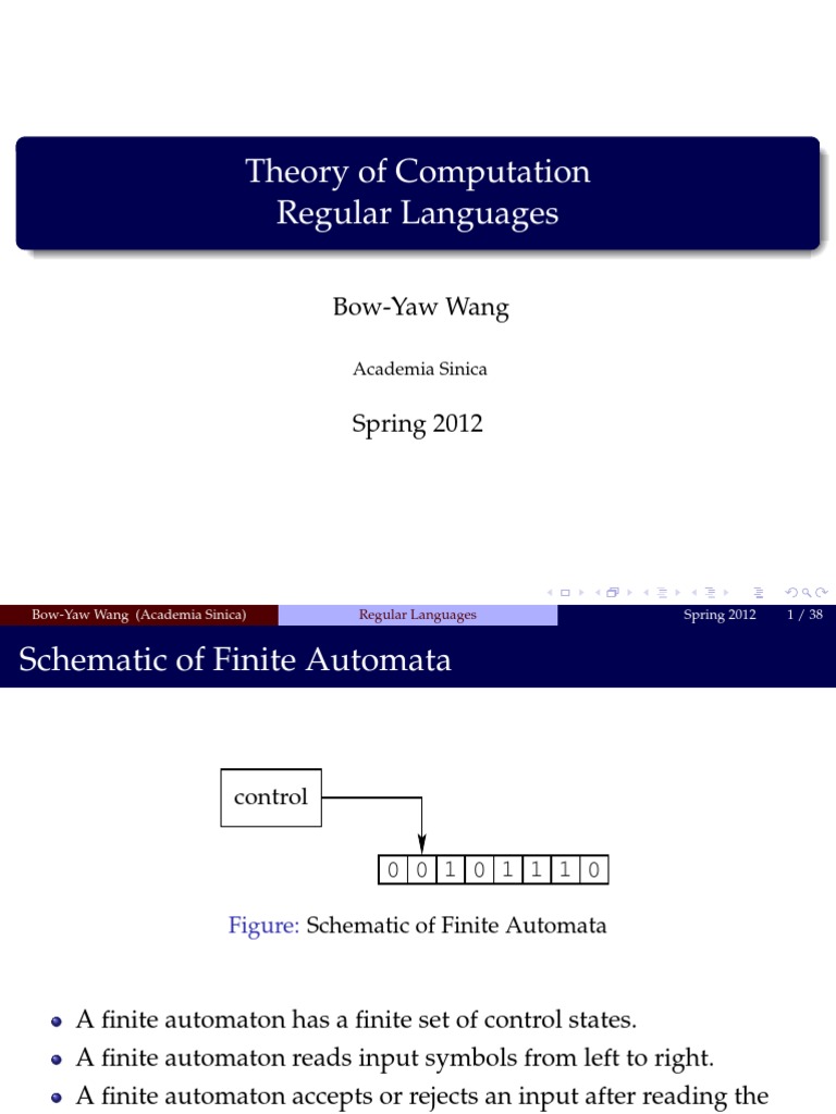 Theory of Computation Regular Languages: Bow-Yaw Wang | Download Free ...