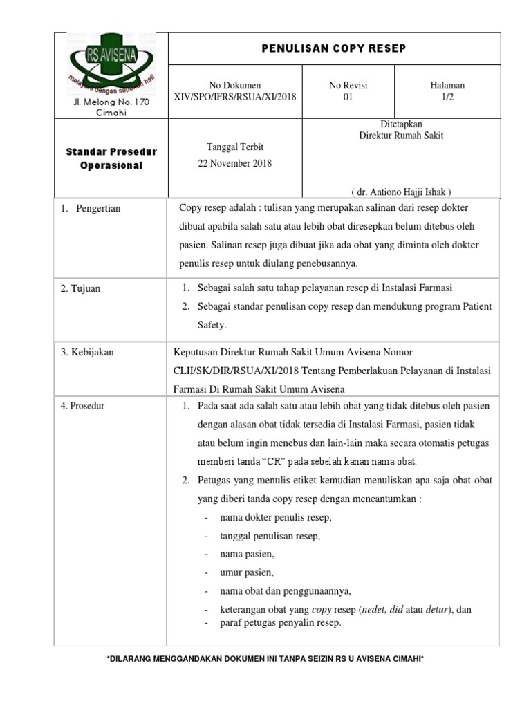 Penulisan Copy Resep (Print) | PDF