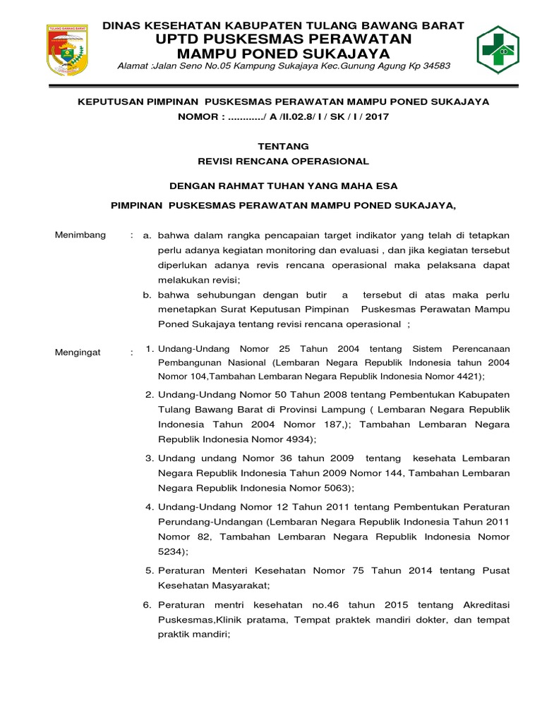 Contoh Perubahan SK Dan SOP | PDF