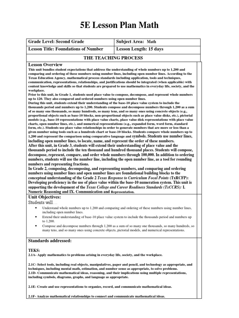 5E Lesson Plan Math | PDF | Numbers | Question
