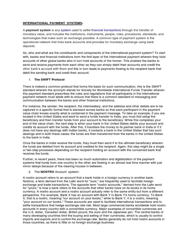 International Payment Systems | Download Free PDF | Payment System ...