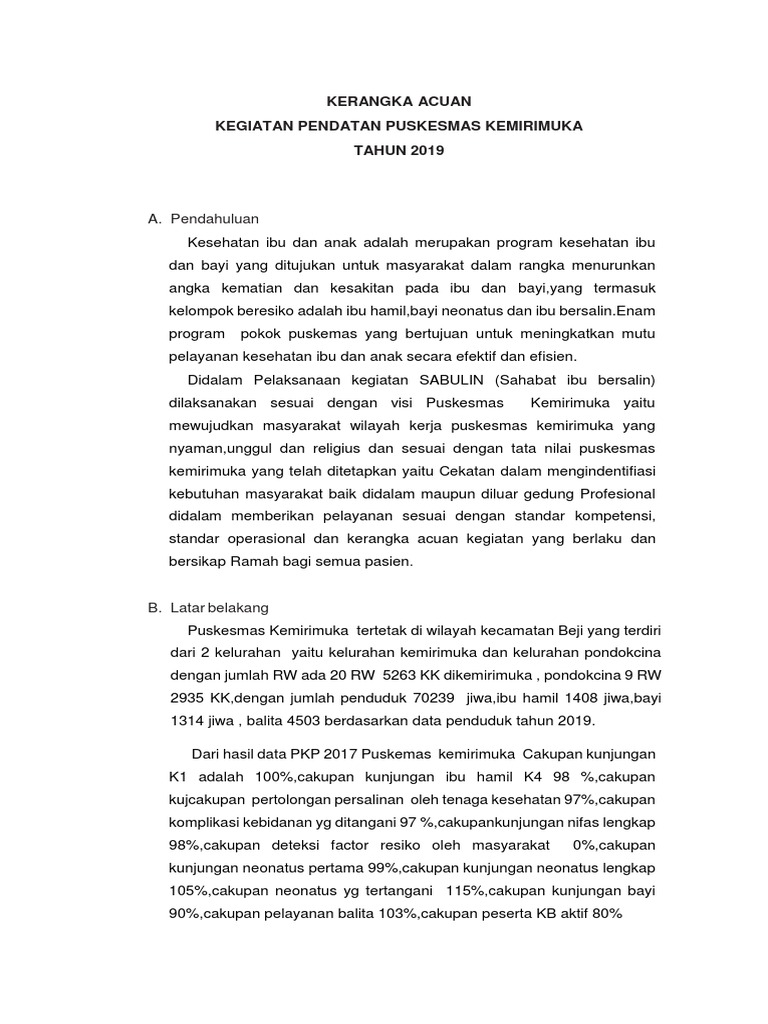 Kak Pendataan Kecacingan | PDF