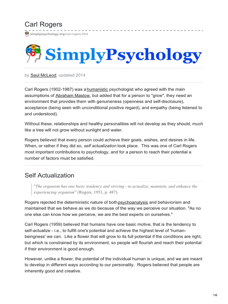 Carl Rogers' Theory of Personality Development and the Fully ...