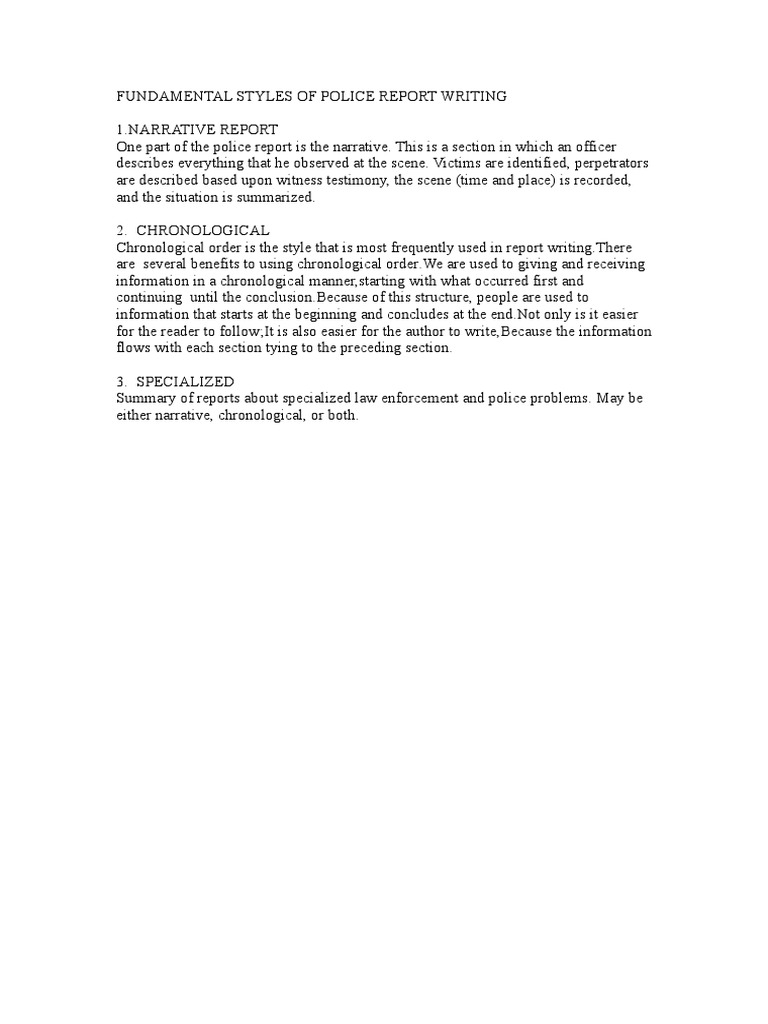 Fundamental Styles of Police Report Writing | PDF | Politics | Social ...
