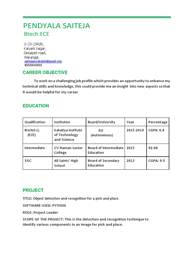 0 Final Resume Saiteja | PDF