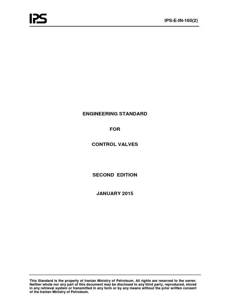 Engineering Standard: IPS-E-IN-160 | PDF | Valve | Fluid Dynamics