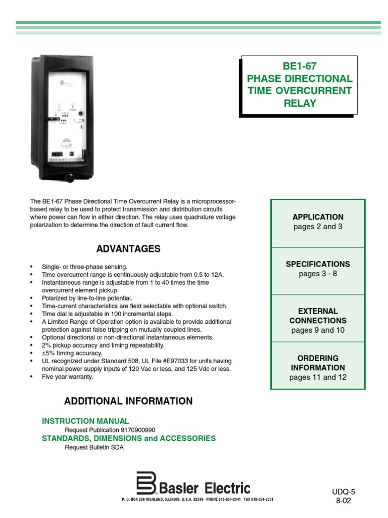 67 Directional Phase Over Current Relay | PDF | Relay | Electrical ...