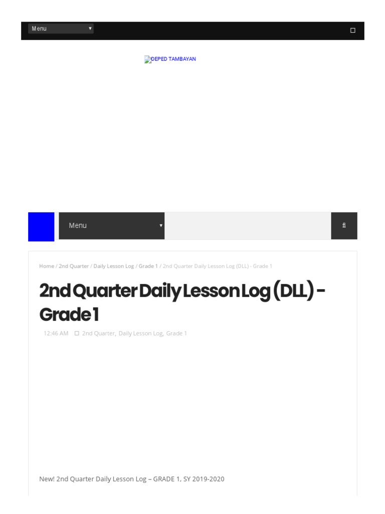 2nd Quarter Daily Lesson Log (DLL) - Grade 1 - DEPED TAMBAYAN PDF | PDF ...