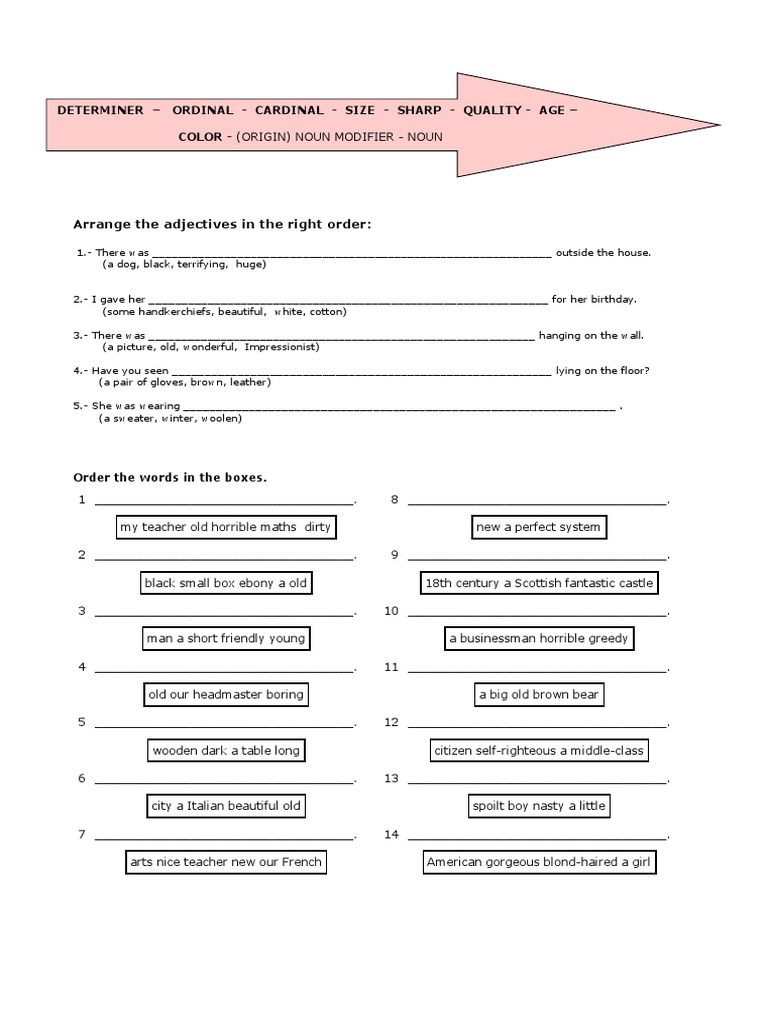 Order of Adjectives | PDF | Adjective | Language Mechanics