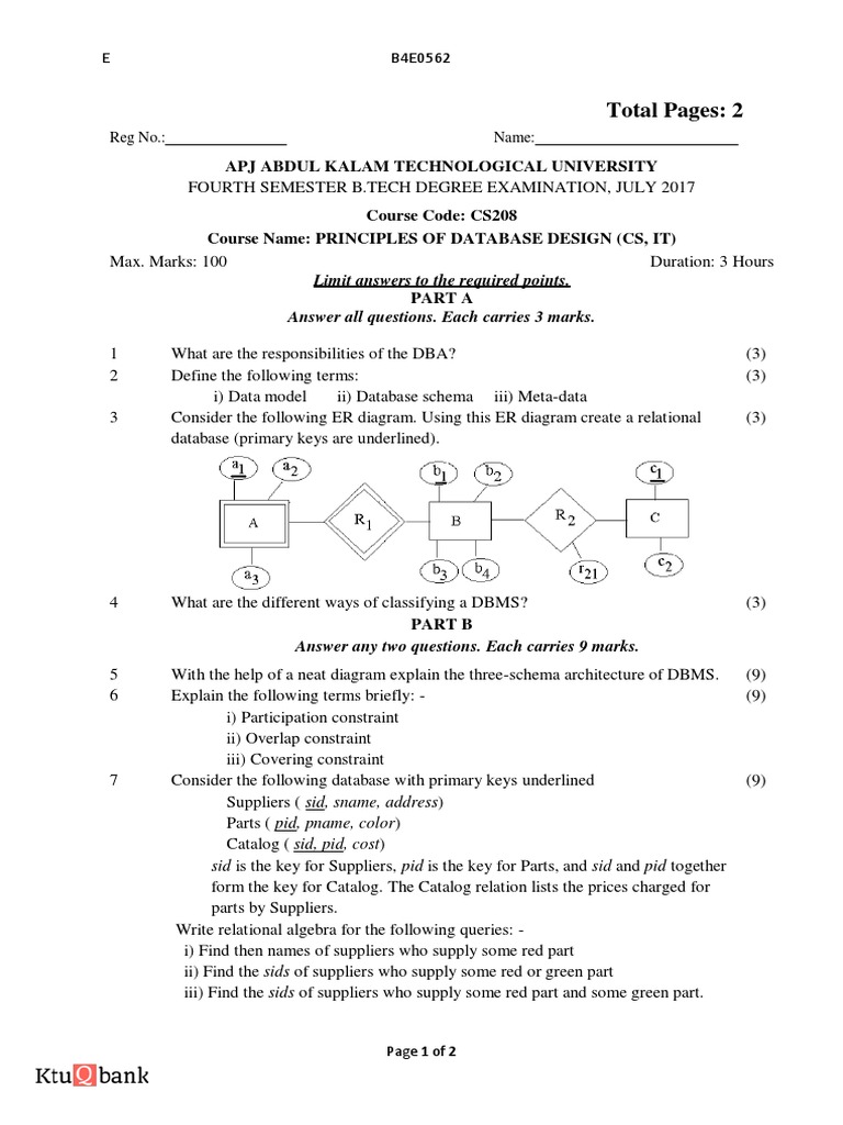 3 Principles of Database Design CS S4 B.tech KTU 2017 | PDF ...