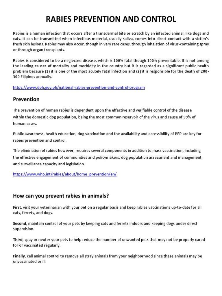 Rabies Prevention and Control | PDF | Rabies | Infection