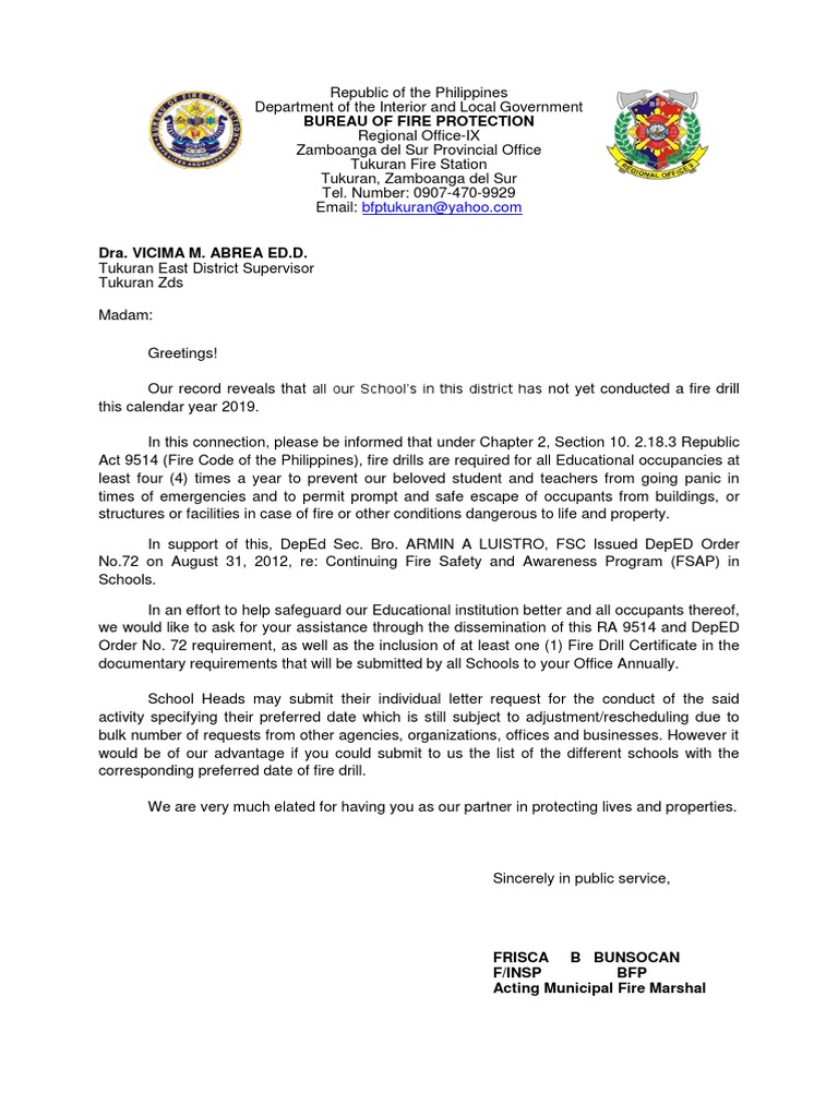 Letter School | PDF | Fire Safety | Government Information