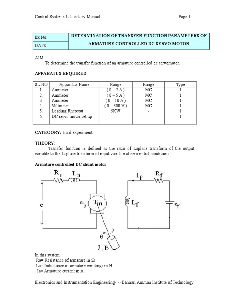 CSLABMANUAL | PDF | Electric Motor | Control Theory