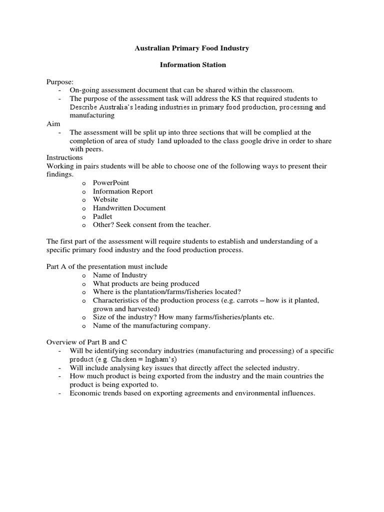 Australian Primary Food Industry Guide | PDF