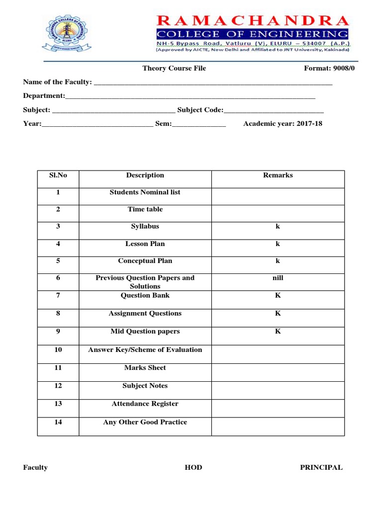 Theory Course File Format | PDF