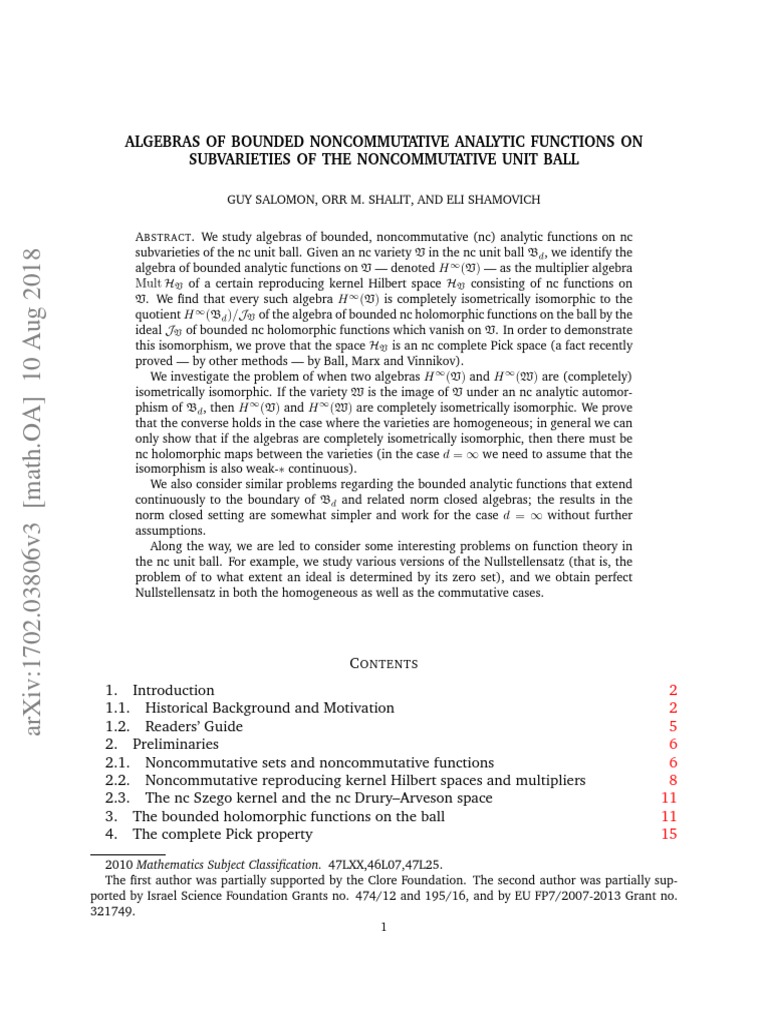 Algebras of Bounded Noncommutative Analytic Functions On Subvarieties of The Noncommutative Unit ...